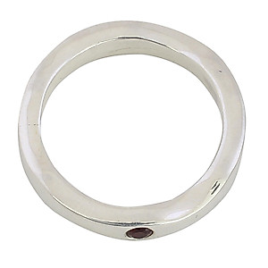 NOVICA Artisan Handmade Garnet Band Ring Sterling Silver from India Red Birthstone [band Width 3 mm W] ' Curvy Sophistication in Red'