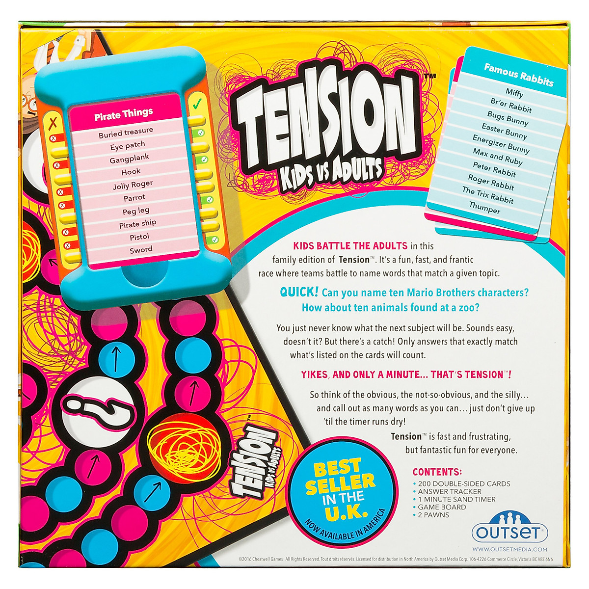 Tension Family Edition Board Game - Fast Paced Guessing Game Of Subjects And Categories - Kids vs. Adults Version Features 200 Cards (Ages 7+)