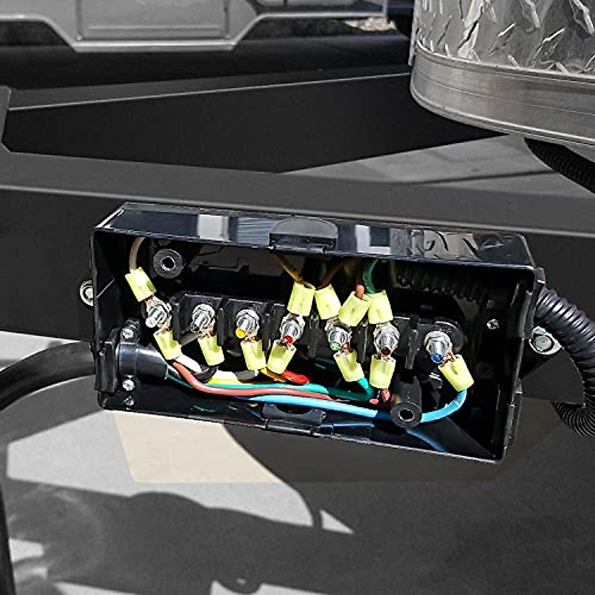 Nilight - 50048R 7 Way Electrical Trailer Junction Box 7 Gang Trailer Wire Connector Junction Box Weatherproof for Rewiring Camper RV Caravans Boat 7 Pole Cable Connection Box,2 Years Warranty