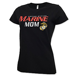 Armed Forces Gear Ladies US Marine Mom Short-Sleeve T-Shirt - Officially Licensed United States Marine Corps Shirts for Women (Black, Medium)