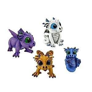 World of Wonders - Dreamland Dragons Series - Collectible 4 Piece Stone Dragon Figurines with Official Birth Certificate | Fantasy Home Decor Accent - 4Pack