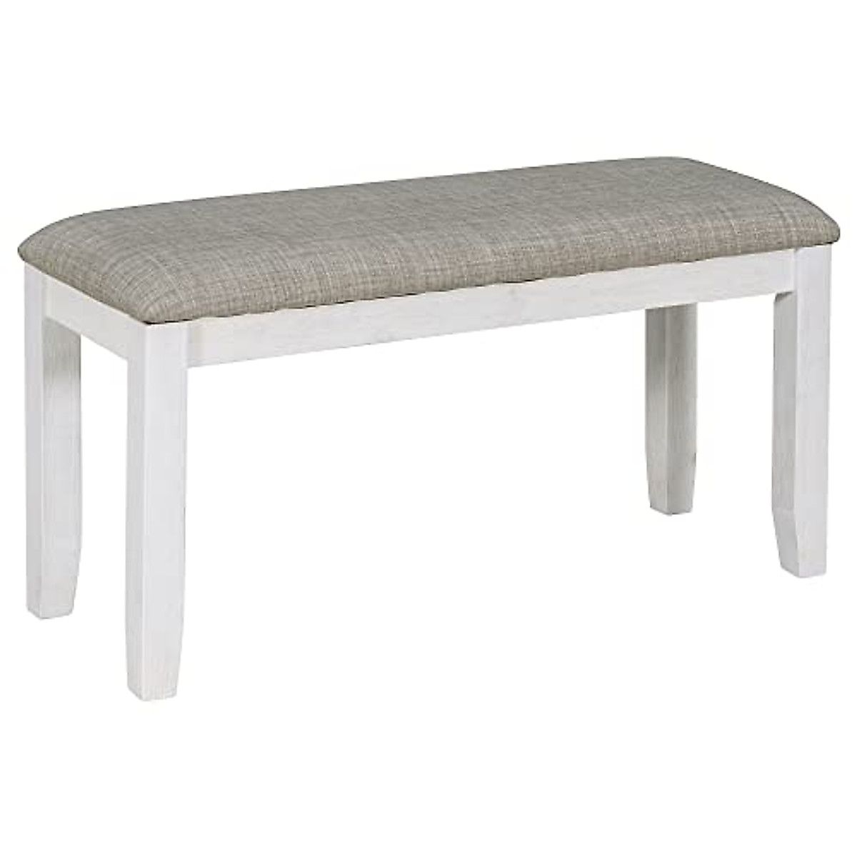 Penifun, Solid Wood Rectangular 4 Chairs and Bench with Cushion, Distressed Finish, Set of 6 (Brown + White Wash), Rustic 6-Piece Dining Room Table Set