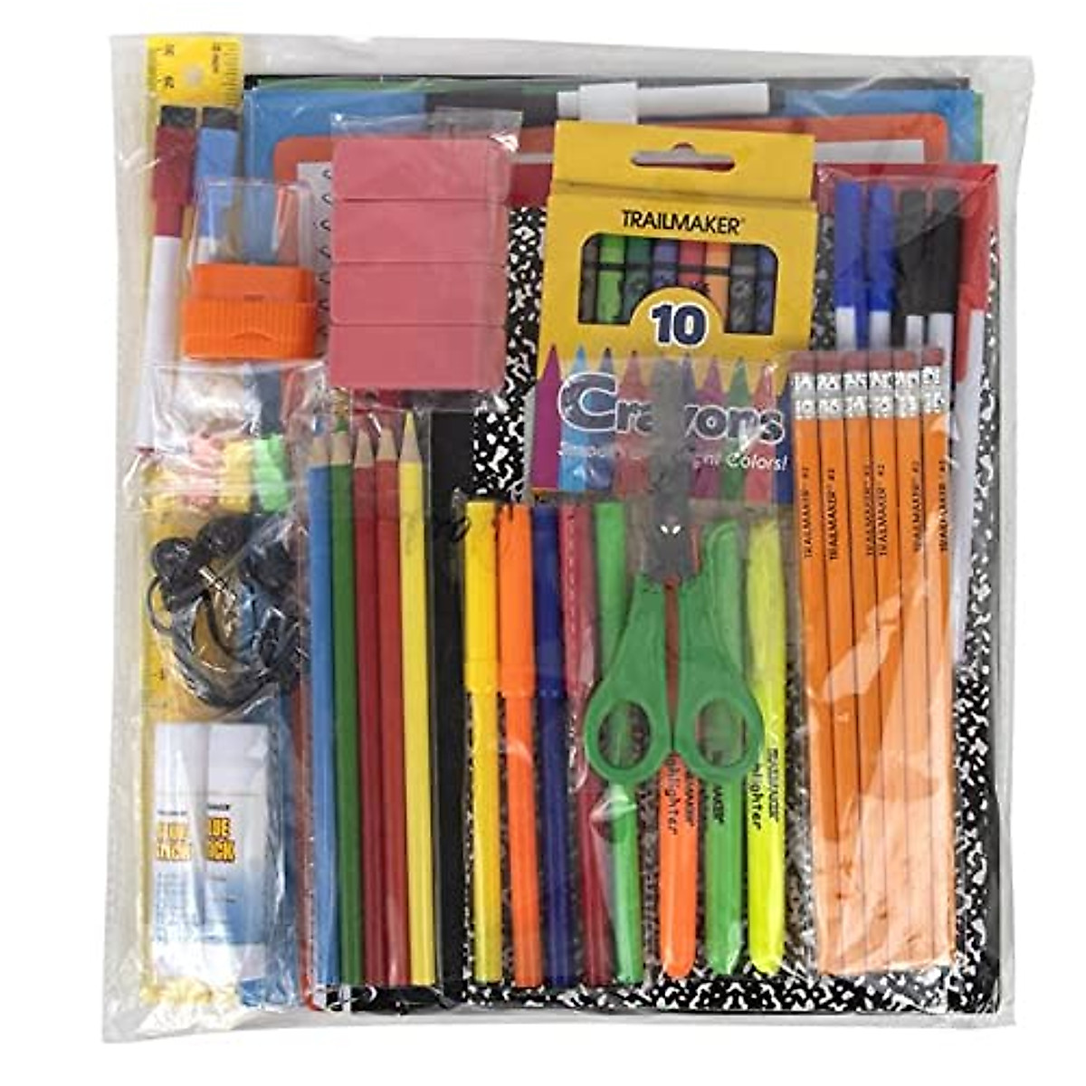 60 Piece School Supplies Kit for Kids (K-12) School Supply Bundle Includes Notebooks, Folders, White Board, and More