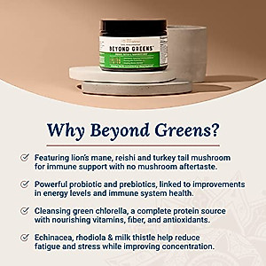 Beyond Greens Super Greens Powder Superfood - Delicious Debloating Green Powder - Matcha Greens Blend Superfood Powder w/ Chlorella, Echinacea, Probiotics for Immune Support & Energy by Live Conscious