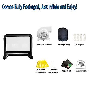 16 FT Outdoor Inflatable Projector Screen – One-Piece Design, Easy Setup Blow-Up Screen with Quiet Fan, Perfect for Backyard Movie Nights & Events (Stable Base)