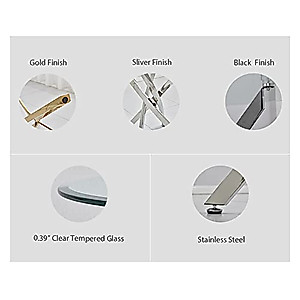 Yoluckea Modern Rectangular Glass Table Tempered Glass Dining Table with Stainless Steel Base Clear Beveled Edges Glass Kitchen Table for Home Kitchen Dining Room 51.20"W x 31.50"D x 29.50"H Silver