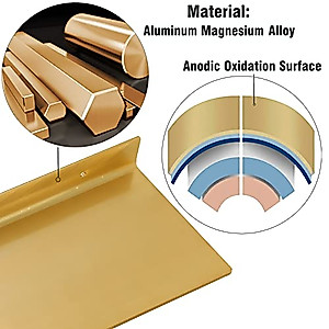 LAIGOO 3 Set Gold Floating Shelves, Makeup Organizer Wall Mounted Bathroom Wall Shelves Countertop Organizer, Picture Display Ledge Shelf, Space Aluminum, Shower Shelves (11.81+15.75+19.68 Inch)