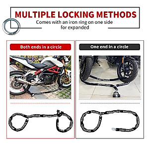 AKM Motorcycle Lock Chain Lock Anti-Theft 8.2ft/250cm Super Long Durable 12mm Thick Bike Chain Lock with 4 Keys Security 16mm U Lock,for Motorcycles,Containers,Trailers,ATV