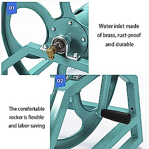 ILOOXI Wall Mounted Garden Hose Reel with Detachable Reel Metal Water Pipe Storage Rack,Wall-Mounted Design,Thickened Wrought Iron,with 3m Hose,1/2" Hose for Yard (Color : A)