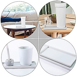 Yardwe 3pcs Rectangular Ceramic Tray White Vanity Tray Marble Dish Set Japanese Decor Ceramic Bathroom Tray Vanity Trays for Bathroom Ornate Tray Ceramic Storage Tray Toilet Tray Make up