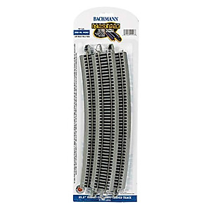 Bachmann Trains - Snap-Fit E-Z TRACK 35.50” RADIUS 18 DEGREE CURVED TRACK (5/card) - NICKEL SILVER Rail With Gray Roadbed - HO Scale , Grey