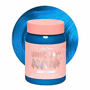Lime Crime Unicorn Hair Dye Full Coverage, Anime (Candy Blue) - Vegan and Cruelty Free Semi-Permanent Hair Color Conditions & Moisturizes - Temporary Blue Hair Dye With Sugary Citrus Vanilla Scent