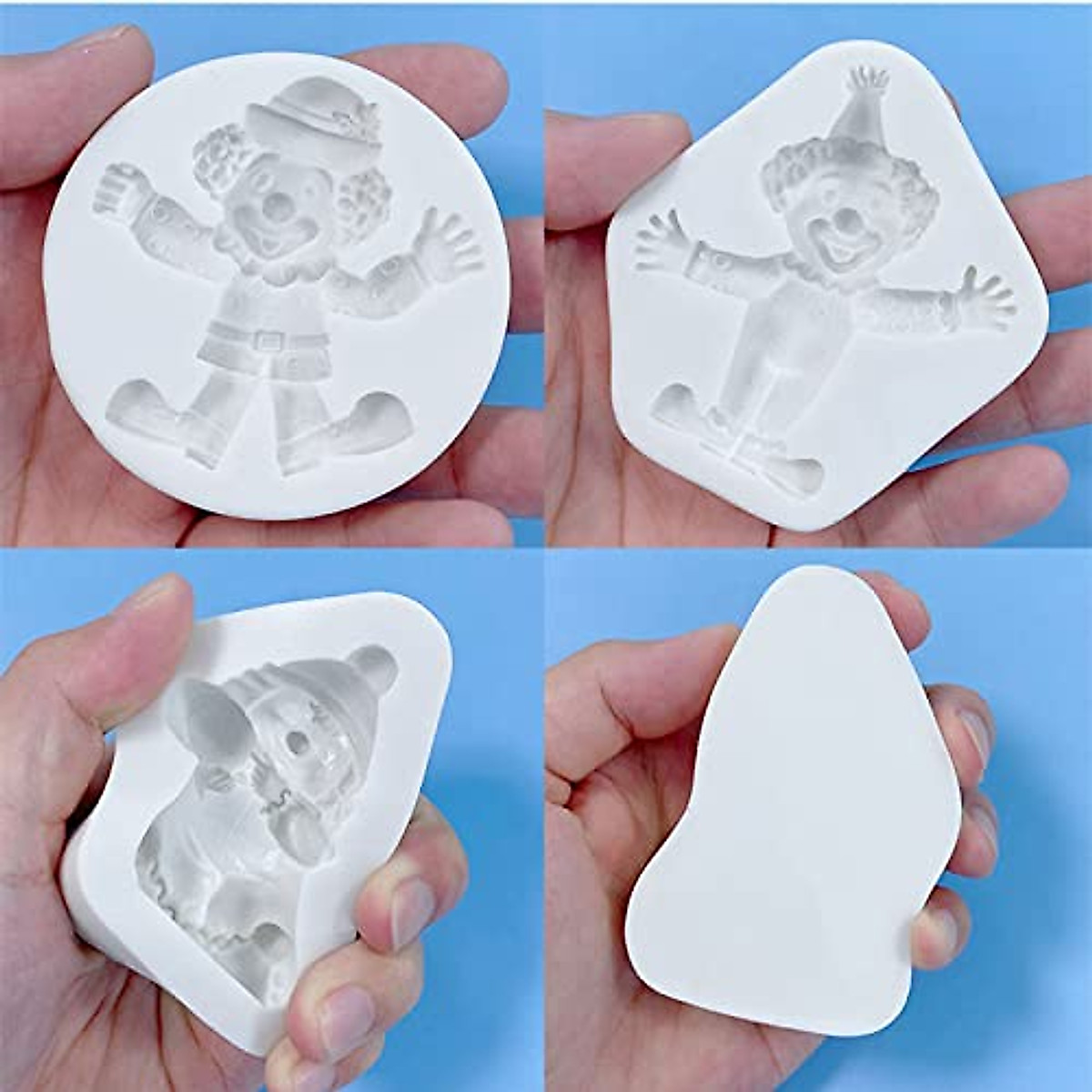 3D Halloween Clown Silicone Rubber Flexible Food Safe Mould Clay Resin Ceramics Candy Fondant Candy Chocolate Soap Mould Silicone Molds For Baking Epoxy Resin Baking Cakes Resin Crafts Resin Casting