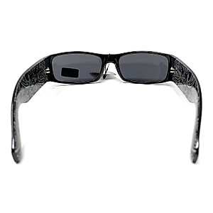 Locs Mens Hardcore Wrap Around Sunglasses with Bandana Print Inside, Black - Black Inside, Medium