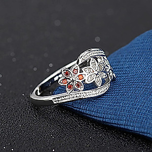Exquisite Jewelry Ring Women's Cute Flowers 925 Sterling Silver Ring Charm Zircon Inlaid Party Jewelry Wedding Band Best Gifts for Love with Valentine's Day