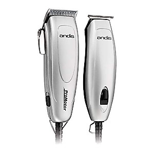 Andis 24565 Professional Promotor Electric Corded Hair Clipper & Beard Trimmer – Adjustable T-Blade Built With Stainless Carbon Steel, High-Speed Rotary Motor With Less Noise - 27 Piece Kit, Grey