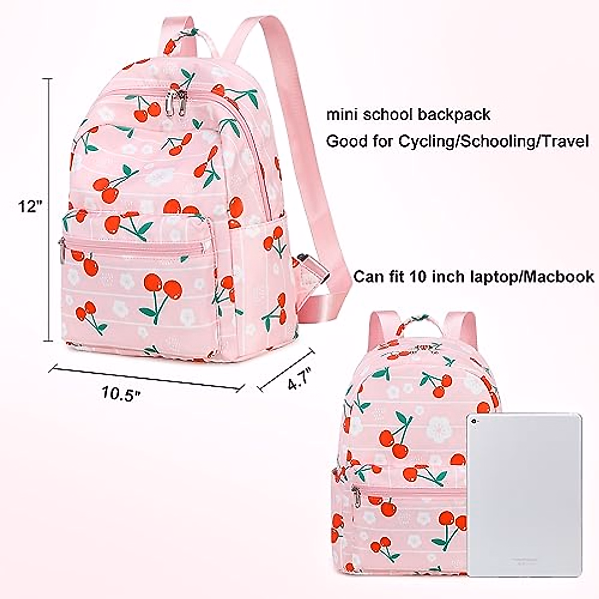 CAMTOP Mini Backpack Girls Teens Cute Cherry Small Backpack Purse Casual Travel School Bag