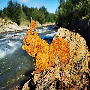 GZGNEEVL Garden Decoration Rusty Animal Garden Metal Art Corten Steel Outdoor Decor Squirrel Yard Handmade Decor