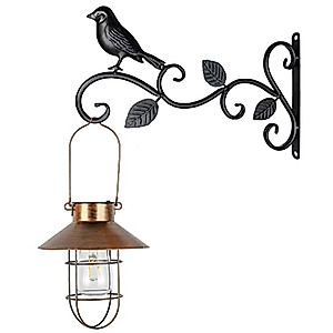 2 Packs 12.2’’ Black Hanging Plants Bracket Wall Mounted Hangers, Heavy Duty Wrought Iron Rustic Hook for Hanging Flower Pots Baskets Bird Feeder Wind Chime Fence Lanterns Outdoor Indoor Lawn Garden