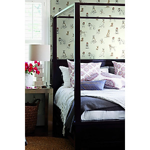 York Wallcoverings Ashford Toiles Dog's Life Removable Wallpaper, Silver/Metallic Gold