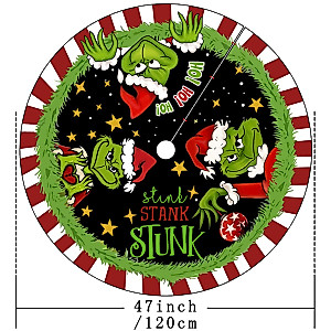 Christmas Tree Skirt 47 Inches Xmas Tree Skirt Christmas Trees Skirt Farmhouse Christmas Ornaments for Holiday Party Christmas Tree Mat Christmas Decorations Holiday Party Indoor Outdoor