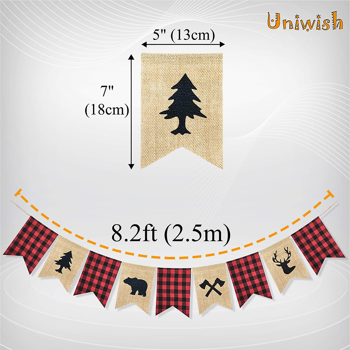 Uniwish Lumberjack Buffalo Plaid Banner for Kids Adults Birthday Party Decorations Garland Woodland Themed Baby Shower Photo Backdrop