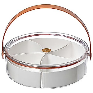 amokk Divided Serving Tray with Lid and Handle Snackle Box Charcuterie Container Portable Snack Platters Clear Organizer for Candy, Fruits, Nuts, Snacks, for Parties, Entertaining, Picnic (Transparent)