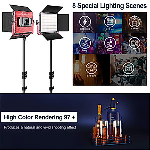 GVM 1200D RGB LED Video Light, 50W Video Lighting Kit with APP Control, 3200K-5600K Photography Lighting kit for Studio, Aluminum Alloy Shell,CRI 97