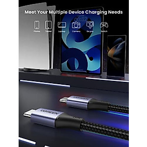 UGREEN 240W USB C Cable PD3.1 Downward Compatible with 140W 100W Fast Charging Compatible with MacBook Pro 2022, iPad Pro 2022, Elitebook, Dell XPS, Galaxy S23/S22/Z Fold, Pixel, Switch, etc. 6.6FT