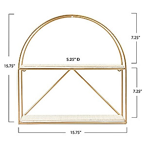 Main + Mesa Wood and Gold Crescent Wall Shelf