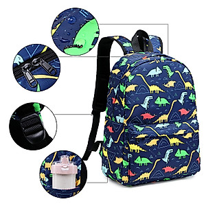 CAMTOP Backpack for Kids, Boys Preschool Backpack with Lunch Box Toddler Kindergarten School Bookbag Set (Y025-2 Dino-Navy Blue)