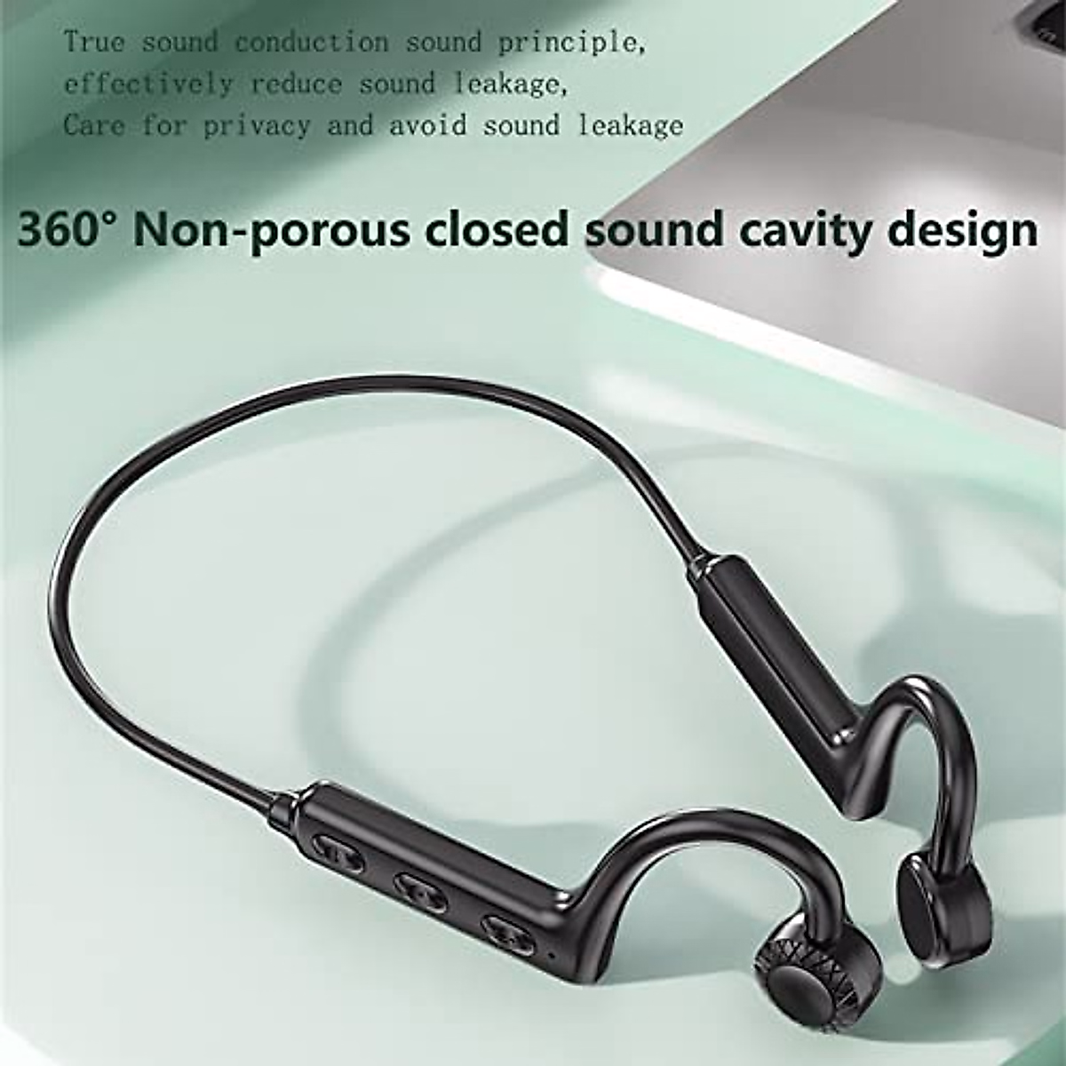 2023 Bone Conduction Headphones Bluetooth 5.1 Wireless with Microphone, Waterproof Swimming Sports Noise Cancelling Earbuds Open Ear Earphones