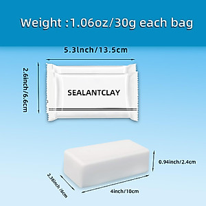 Zxfuture Pack of 8 White Seal Putty Waterproof Duct Seal Repair Sealing Clay, Quick Mending Mud for Drain Connection, Wall Hole, Air Conditioning Hole