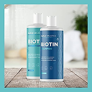 Volumizing Biotin Shampoo and Conditioner Set - Sulfate Free Shampoo and Conditioner for Dry Damaged Hair Care - Thinning Hair Shampoo and Conditioner with Nourishing Biotin Coconut Oil and Keratin