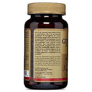 Solgar - Gentle Iron 25 mg Vegetable Capsules 180 Count 3 Pack Easy on Stomach, Promote Red Blood Cell Production.