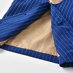 Little Boys Gentleman Formal Suit Set with Vest, Pant, Shirt, and Bow Tie,Baby Boys Long Sleeve Wear Weding 4Pcs Outfit (Blue, 130/6-7T)