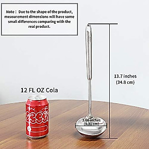 Newness Soup Ladle, [Rustproof, Heat Resistance, Integral Forming] Durable 304 Stainless Steel Soup Spoon with Vacuum Ergonomic Round Handle, Cooking Spoon for Kitchen, 13.7 Inches