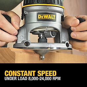 DEWALT Router, Fixed and Plunge Base Kit, Soft Start, 12-Amp, 24,000 RPM, Variable Speed Trigger, Corded (DW618PKB)