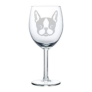 MIP Brand Wine Glass Goblet Boston Terrier Puppy (10 oz)
