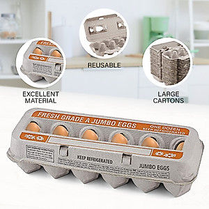 Jumbo Egg Cartons Holds 12 Eggs Printed Natural Pulp - 1 Dozen Large - Strong Sturdy Material Perfect For Storing Extra Eggs - by MT Products (15 Cartons) - Made in The USA