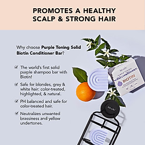 Kitsch Purple Conditioner Bar for Treated & Grey Hair, 2.7oz - Made in US, Toning Purple Bar Conditioner for Blonde, Grey & White Hair, Removes Brass & Yellow Undertones, Paraben Free