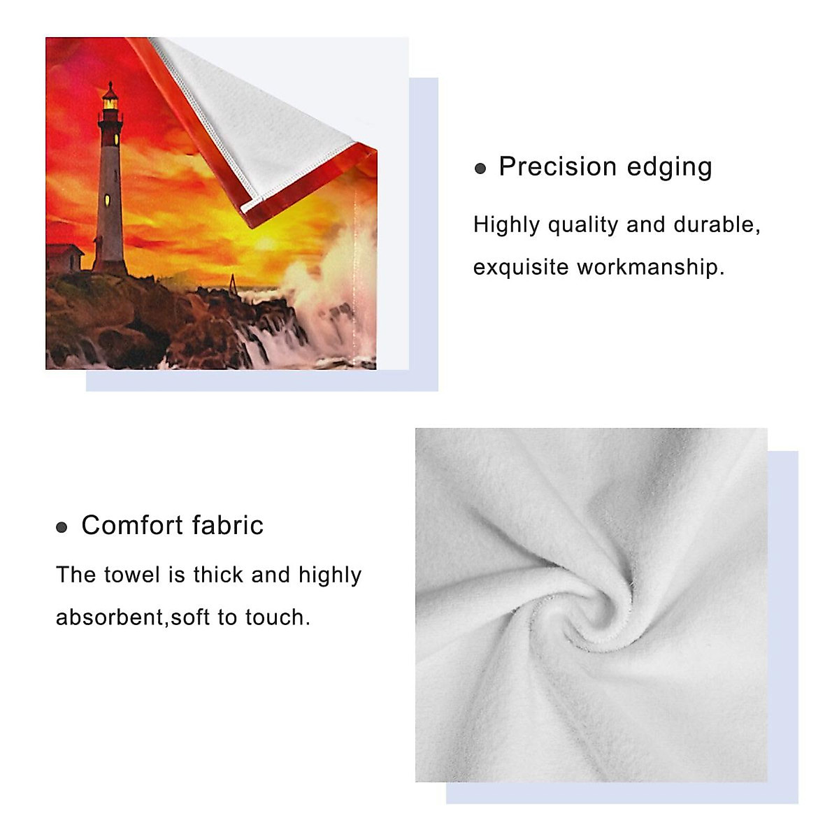 Flradish Lighthouse Towels 3 Pack Bath Towels for Bathroom Set Soft Cotton Highly Absorbent Lightweight & Quickdry Towel Set 1 Bath Towel,1 Hand Towel,1 Washclothe