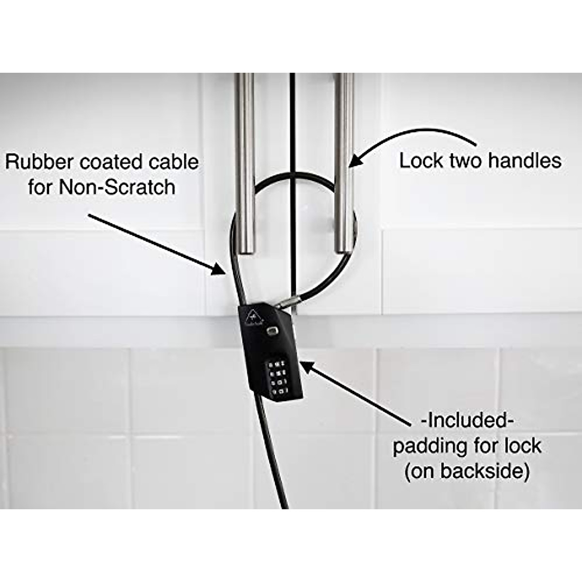 Fridge Lock, Appliance Lock, Refrigerator Lock, French Door Lock, Adjustable Cable Combination Lock, Child Safety Cabinet Lock, Lock for Cabinet, Appliance Lock, Multi-Functional Combination Lock