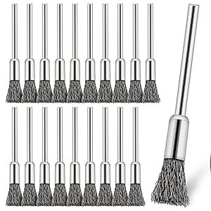 Steel Cleaning End Brushes Pen 20 Pcs, 1/5″ X 1/8″ Wire End Cleaning Brush Metal, Extended Small Wire Brush Rust Paint Removal Bits Polishing Rotary Tools Accessories