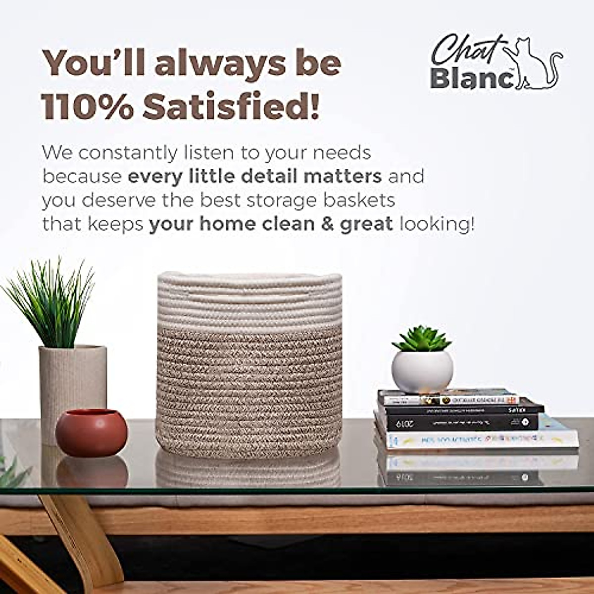 Cotton Rope Basket for Storage | 15"x10"x9" Set of 3 Large Storage Baskets for Organizing with Handles, works as Cloth Baskets, Blanket Basket, Big Woven Laundry Basket or Black Toy Bin like White Wicker Laundry Baskets