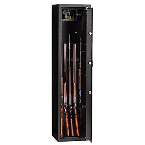 Towallmark Gun Safe for Rifle, Upgraded Quick Access 5-6 Gun Large Rifle Gun Security Cabinet for Rifle Shotgun Firearms with/without Optics with Pistol Lock Box, Removable Storage Shelf