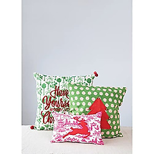 Creative Co-Op Square "Have Yourself a Merry Little Christmas" Embroidered Pillow