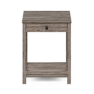 Furinno Classic Side Table with Drawer, 1 Pack, Rustic Oak