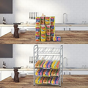 HEOMU 5 Tier Can Rack Organizer, Can Storage Dispenser Holder, Canned Food Storage Organizer for Kitchen Pantry Cabinets Organization and Storage, Silver