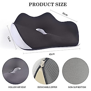 PABTID Office Chair Seat Cushion - 3D Full Wrap Memory Foam Chairs Cushions - Non-Slip Sciatica, Back, Coccyx, Tailbone Pain Relief Chair Pad - Butt Pillow for Long Sitting Office Gaming Car